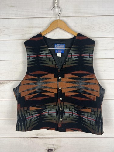 Pendleton Vest Mens 2XL Wool Western Aztec Southwest Made USA Pockets | eBay