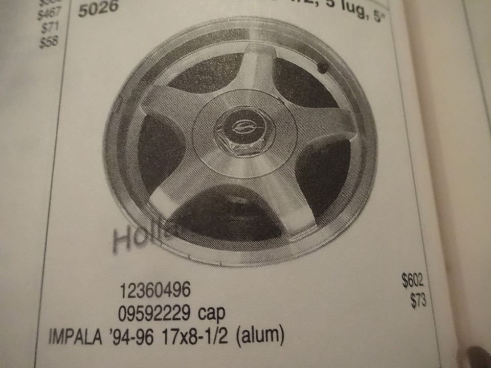 94 95 96 Chevy Impala SS 17" 5 SPOKE WHEEL Hub CENTER CAPS CAP (1) | eBay