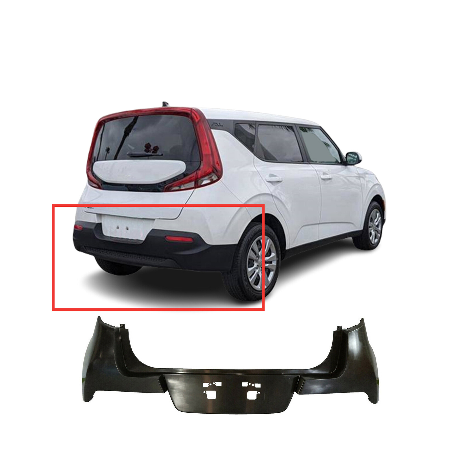 Primed Rear Upper Bumper Cover for 2020-2021 Kia Soul EX LX S X-Line ...