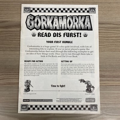 GORKAMORKA READ DIS FURST RULES PAMPHLET BOOK ORKS WARHAMMER 40K LOOTED ...