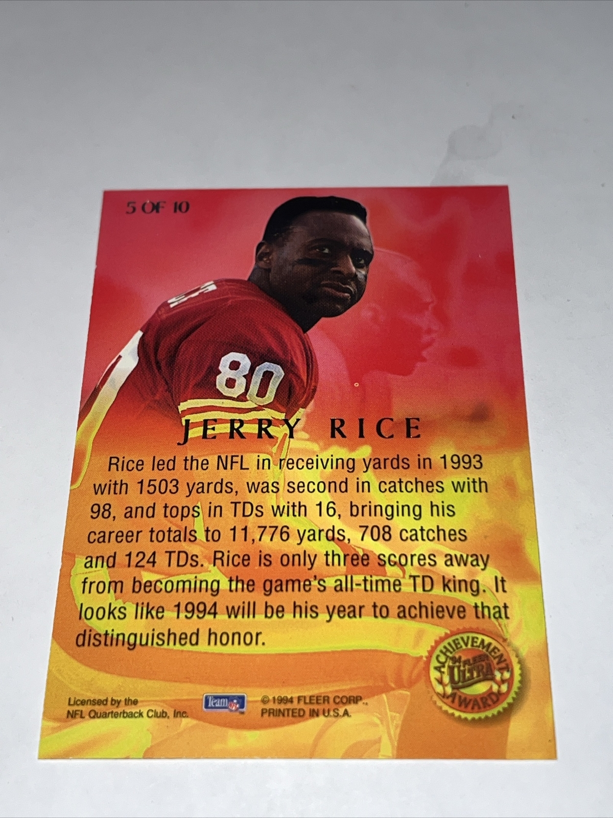 1995 Ultra - Achievement Jerry Rice #5 Gold Medallion for sale online ...