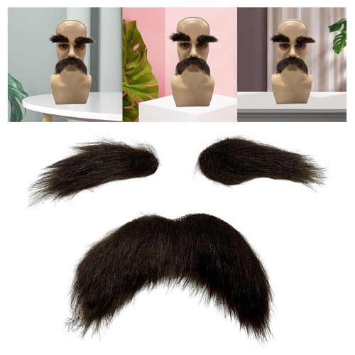 Fake Mustache Set Eyebrows Kits for Halloween Masquerade Costume Party ...