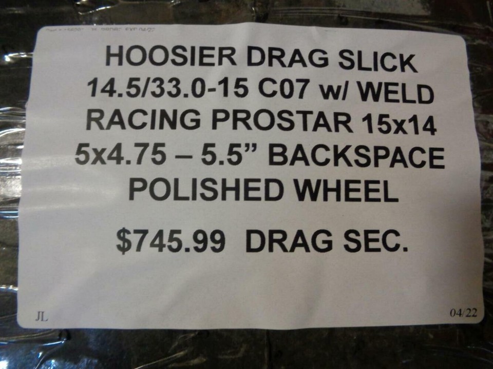HOOSIER DRAG SLICK 14.5 33 15 CO7 w/ WELD RACING PROSTAR 15x14 5x4.75 ...