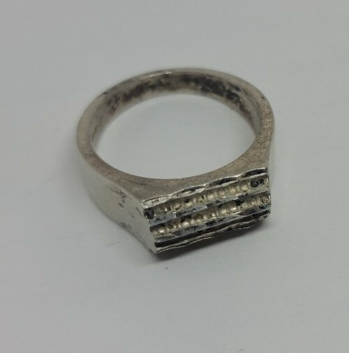 Vintage CW Sterling Silver 925 Modernist Diamond Cut Ring Size 7 3/4 | eBay