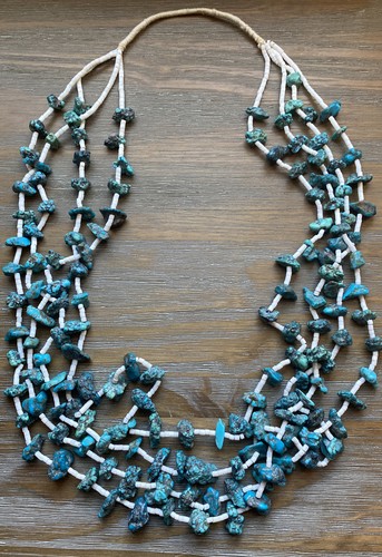 Vtg Native American Navajo Indian Turquoise Beaded Heishi Shell ...