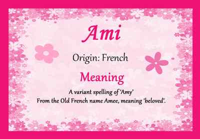 Ami Personalised Name Meaning Certificate | eBay UK