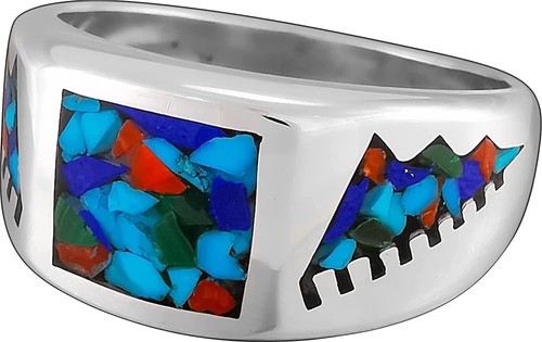 Size 12-925 Sterling Silver Mixed Gemstone Storm Ring, Southwestern ...