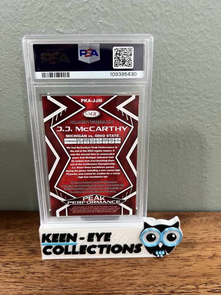 2024 Sage JJ McCarthy Peak Performance Purple Refractor Auto PSA 8 ...