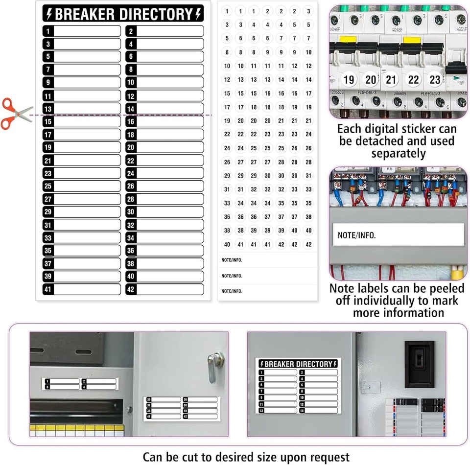 14 Sheets Breaker Panel Labels, 10 Electrical Box Catalog Labels and 4 ...