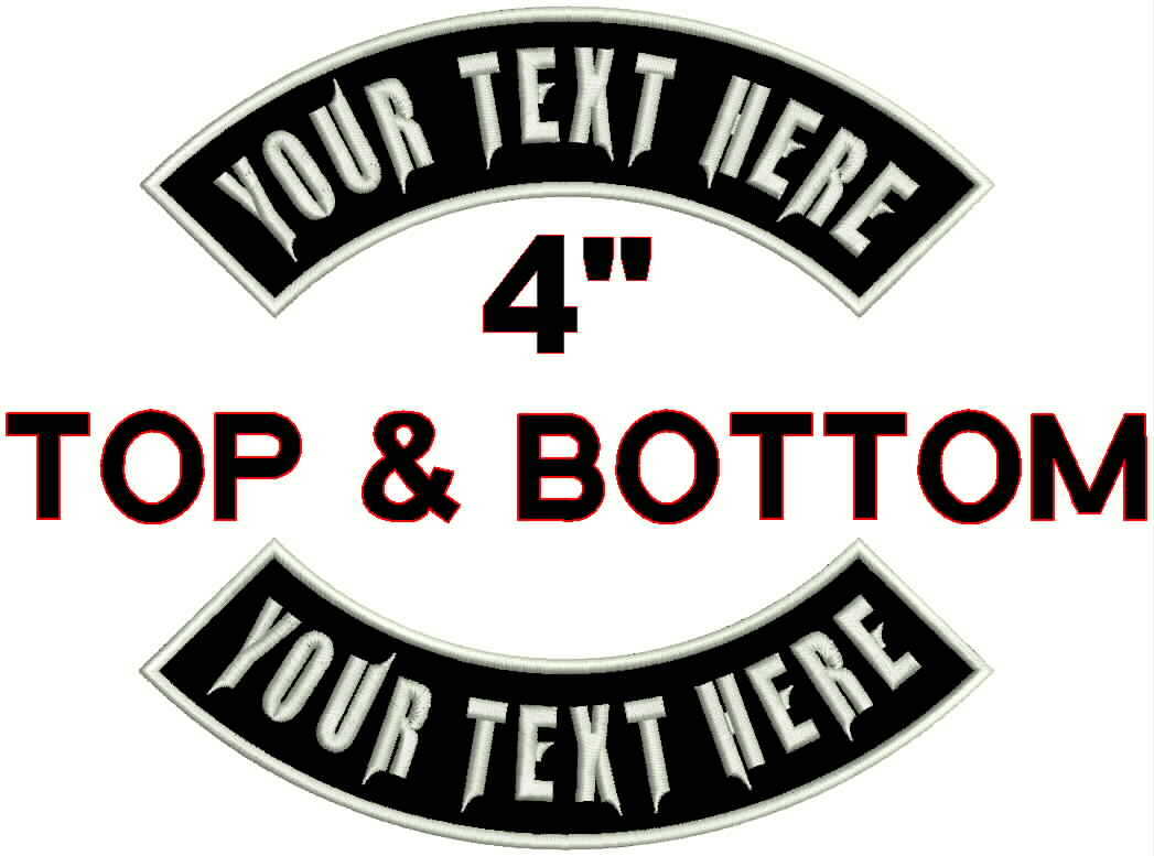 Custom Embroidered 4" Top And Bottom Rocker Biker MC Club Sew on Patch ...