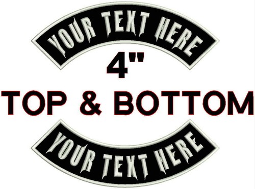 Custom Embroidered 4" Top And Bottom Rocker Biker MC Club Sew on Patch ...