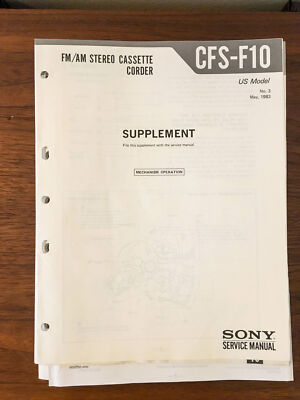 Sony CFS-F10 RADIO CASSETTE Service Manual Supplement 3 *Original* | eBay
