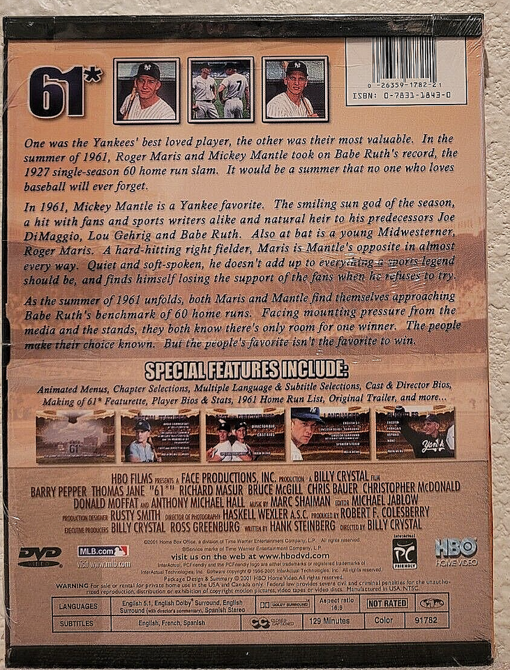 61* (DVD, 2001) Barry Pepper, Thomas Jane - Brand New, Sealed - Free US ...