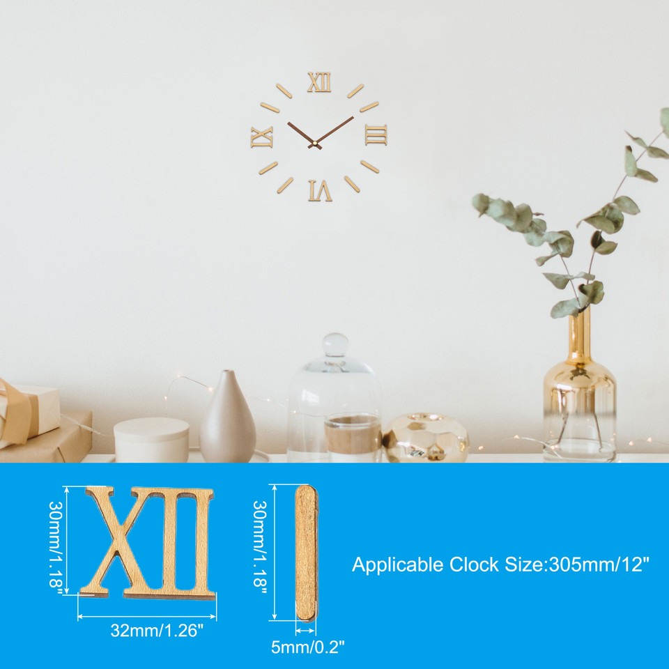 Wooden Clock Numbers Kit, Self Adhesive Clock Accessories, Roman ...