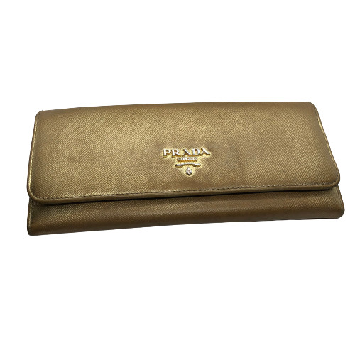 Authentic Prada Milano Golden Saffiano Leather Long W… - Gem
