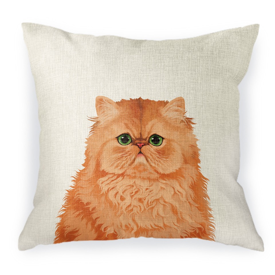 Cat Polyester Linen Pillow Case Sofa Waist Throw Cushion Cover w ...