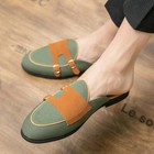 Men's Buckle Color Block Slip On Closed Toe Half Slippers Dress Shoes Mules | eBay