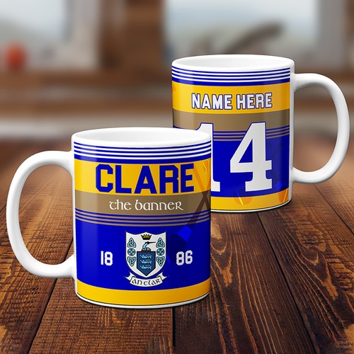Personalised Clare Hurling Mug GAA Fan Gaelic Cup Irish Dad Birthday ...