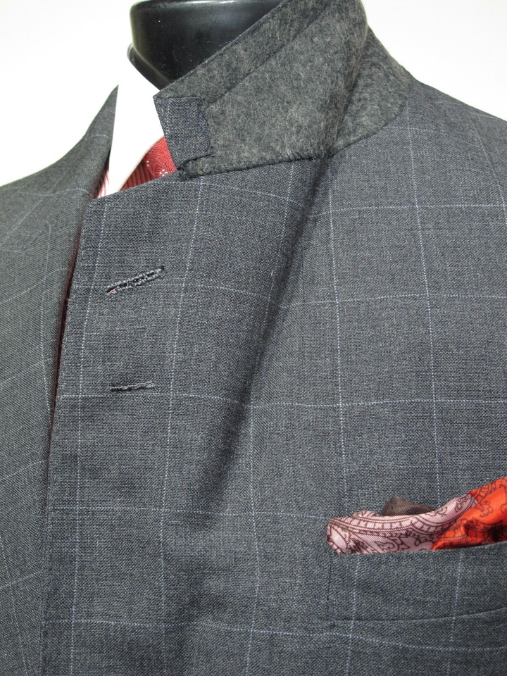 Bergdorf Goodman Bespoke Domenico Spano Suit 44L Gray Muted Window Pane ...