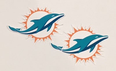 2x Miami Dolphins Car Bumper Laptop Window Truck Vinyl Die Cut Stickers ...