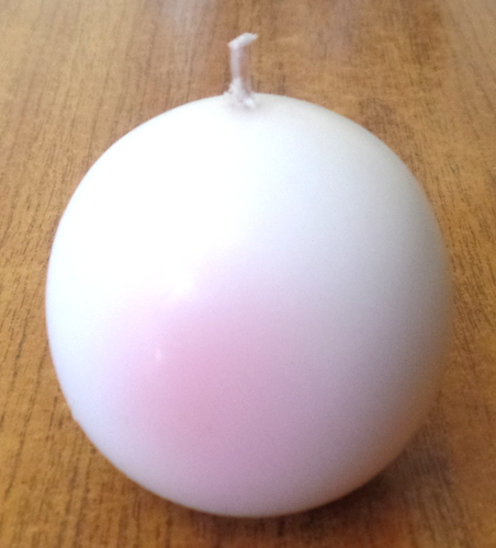 Small Round White with a Dash of Pink Unscented Ball Candle | eBay