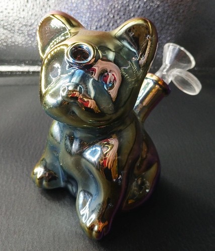 Ceramic French Bulldog Pipe – Iridescent – Dog Puppy Shaped Water Pipe ...