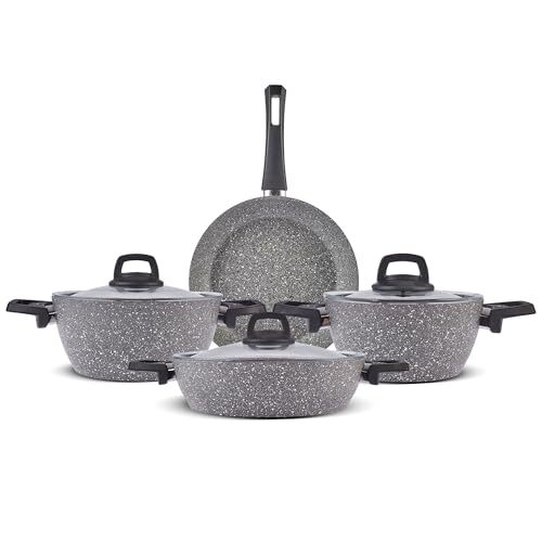 Karaca Gris BioGranite Cookware Set, 7 Piece, 3 Pots with Lid 7 Gray | eBay