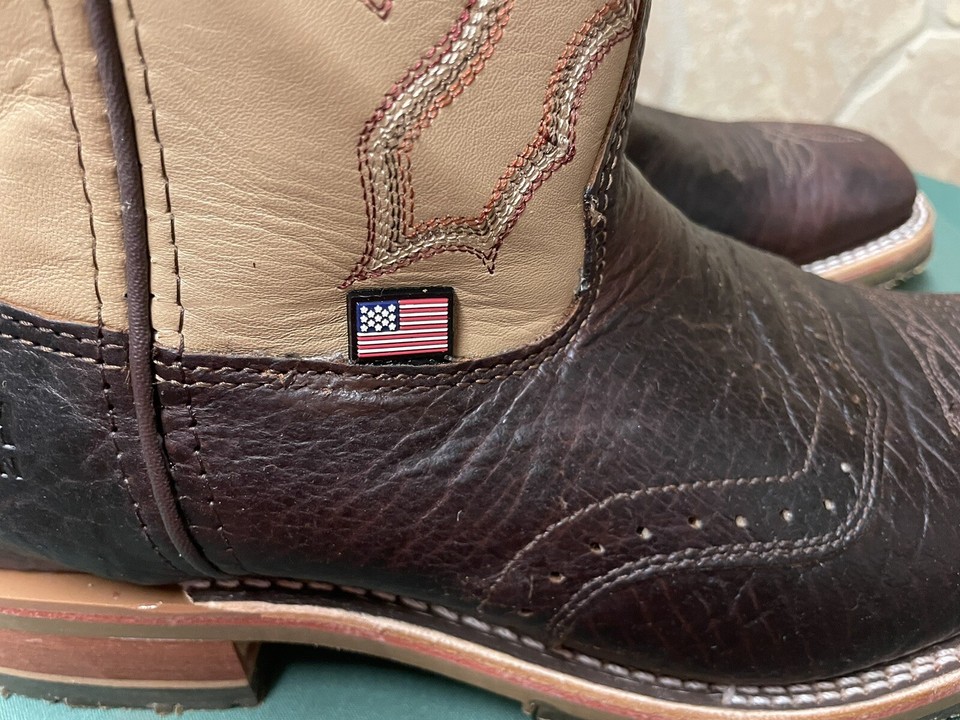 Mens 13 D Square Toe Bison ICE Roper Work Western Cowboy Boots USA Made ...