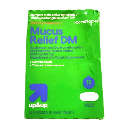 Up & Up Mucus DM Maximum Strength 12 Hours Relief 14 Tablets Exp. 04/ ...