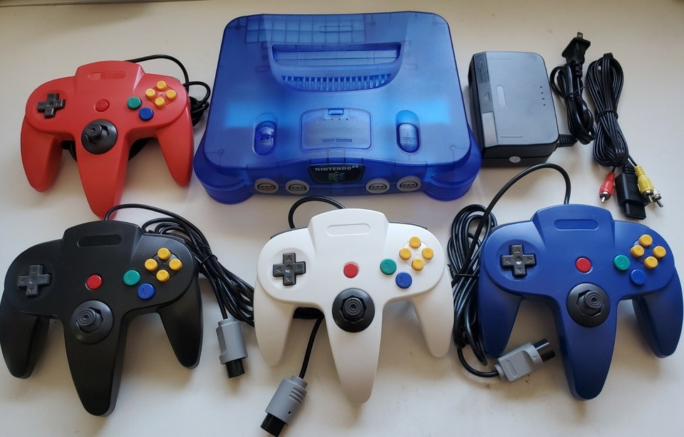 clear blue Nintendo 64 N64 Console Controllers Games Bundle Lot TESTED ...