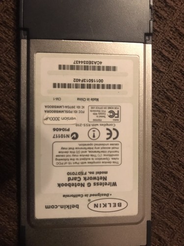 Belkin Wireless Pre-N Notebook Network Card PCMCIA SOCKET AIRGO TRUE ...