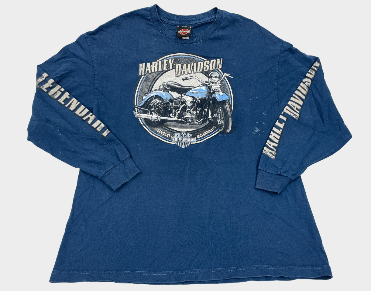 Harley Davidson Legendary long Sleeve Blue Distress M… - Gem