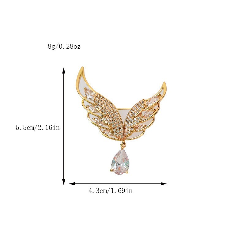 Luxury Upscale Zircon Wings Water Drops Brooches Pins for Women Niche ...