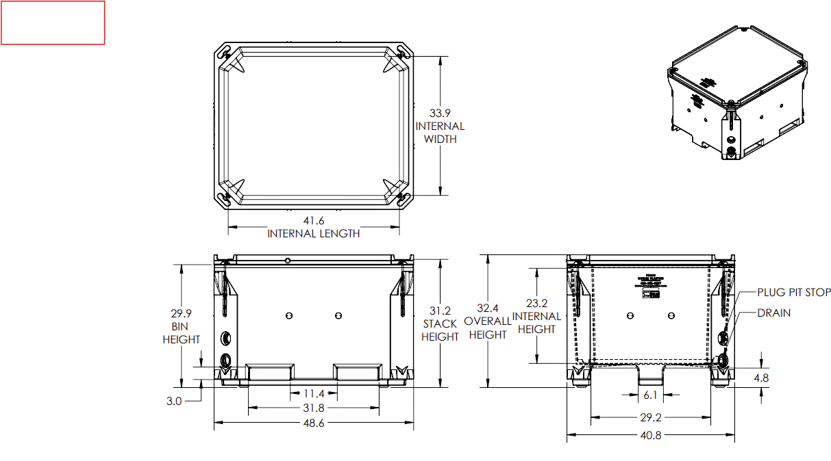 Bonar plastics Insulated Box with Lid PB660 1400 lbs 49"L x 41"W x 30"H ...