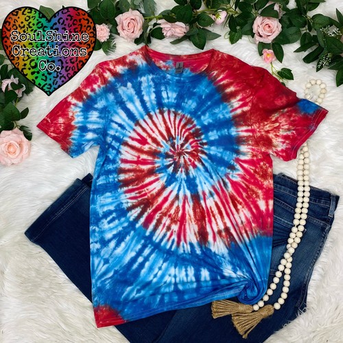 Patriotic Red White Blue Tie Dye Shirt 4th Of July Sizes S-4X | eBay