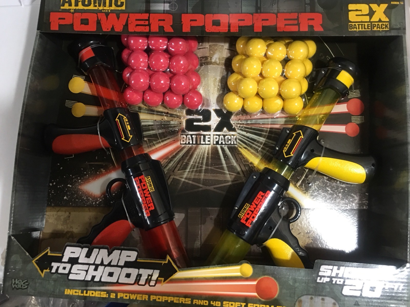 2 Atomic Power Popper Guns Dual Battle Pack | 48 Foam Ammo Balls - Team ...
