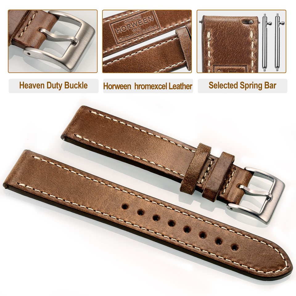 Horween Leather Watch Bands Quick Release Watch Strap for Men 18mm 20mm ...