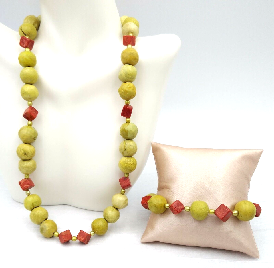 Vtg~Dorey Designs~~Sterling 925~Avocado Green & Jasper Stones Necklace ...