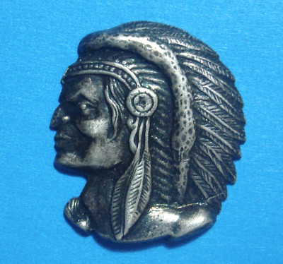 NATIVE AMERICAN - INDIAN CHIEF HEADDRESS - VINTAGE LAPEL PIN - HAT PIN ...