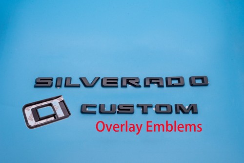 Fit 2019-2025 Matte Black Silverado Custom Emblem Nameplate Badge Kit ...