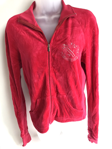 Bebe Sport Red Velour Vtg Y2K Track Full-zip Jacket L USA | eBay