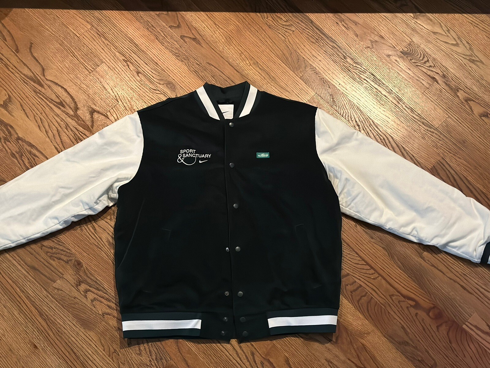 Men’s Nike Bomber/Letterman Jacket-XXL-Green/White-Co… - Gem