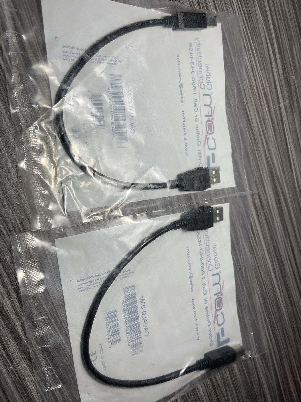 2 PCS L-com USB CAUALB-0.3M CABLE, Latching(stays connect) A Standard B ...