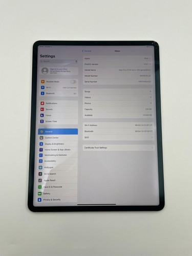 Defective Apple iPad Pro (5th Gen) A2378 128 GB, Wi-Fi, 12.9 in ...