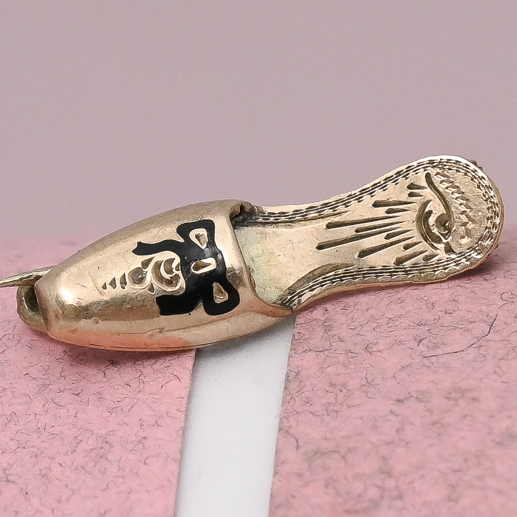 Antique Victorian 10k Yellow Gold Shoe Enamel Bow TINY Brooch Pin | eBay