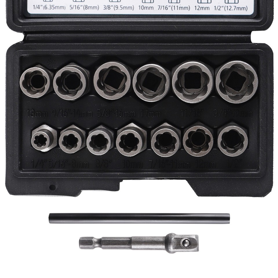 Impact Bolt Extractor Set Nut Remover Stripped Extraction Socket Tools ...