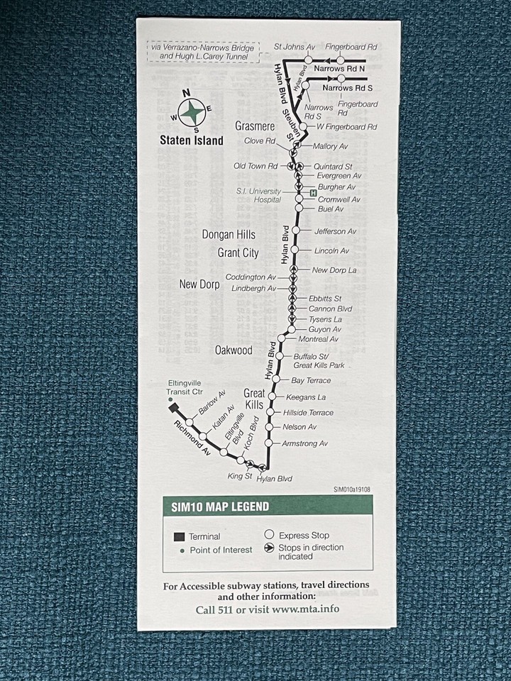 New York City MTA NYC Transit Staten Island Express Bus Timetable SIM10 ...