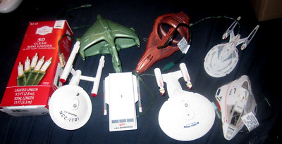 HALLMARK ORNAMENTS STAR TREK LOT (7) TESTED W/LIGHT STRING~ALREADY ...
