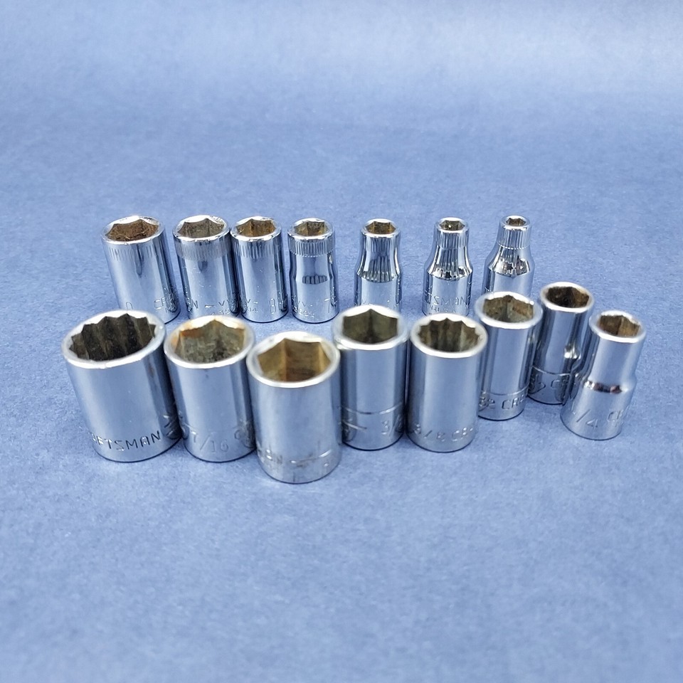 Craftsman 15 Pc Metric & Sae 1/4 Inch Socket Lot 6pt & 12pt V VV G | eBay