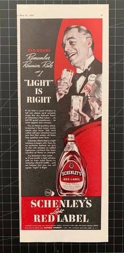 Vintage 1939 Schenley’s Red Label Whiskey Print Ad | eBay